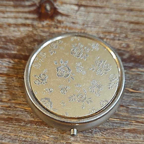 Other | Vintage Pill Box Made In Japan Gold Tone Floral | Poshmark